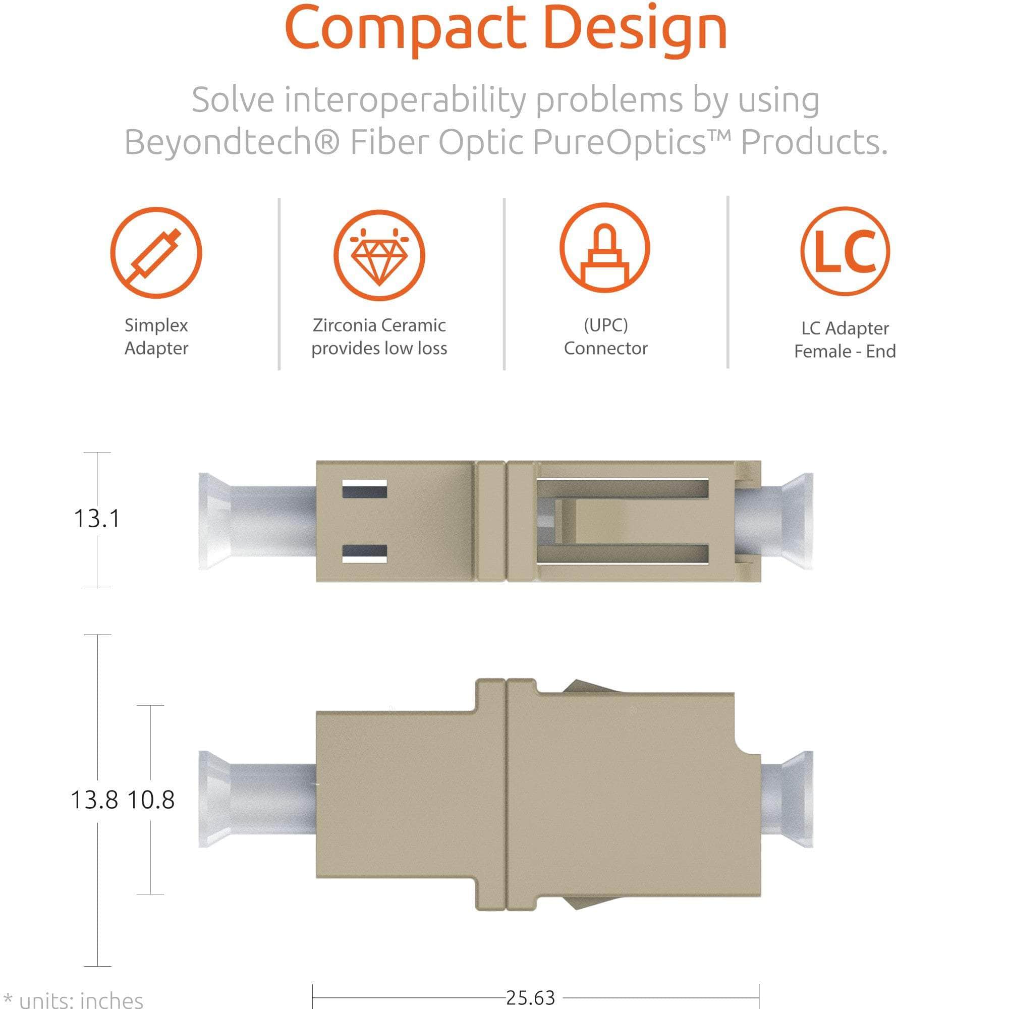 Fiber Optic Coupler LC Simplex UPC Multimode (5 Pack) by Beyondtech