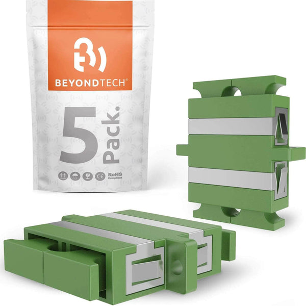 Fiber Optic Coupler SC Duplex APC Single Mode (5 Pack) by Beyondtech