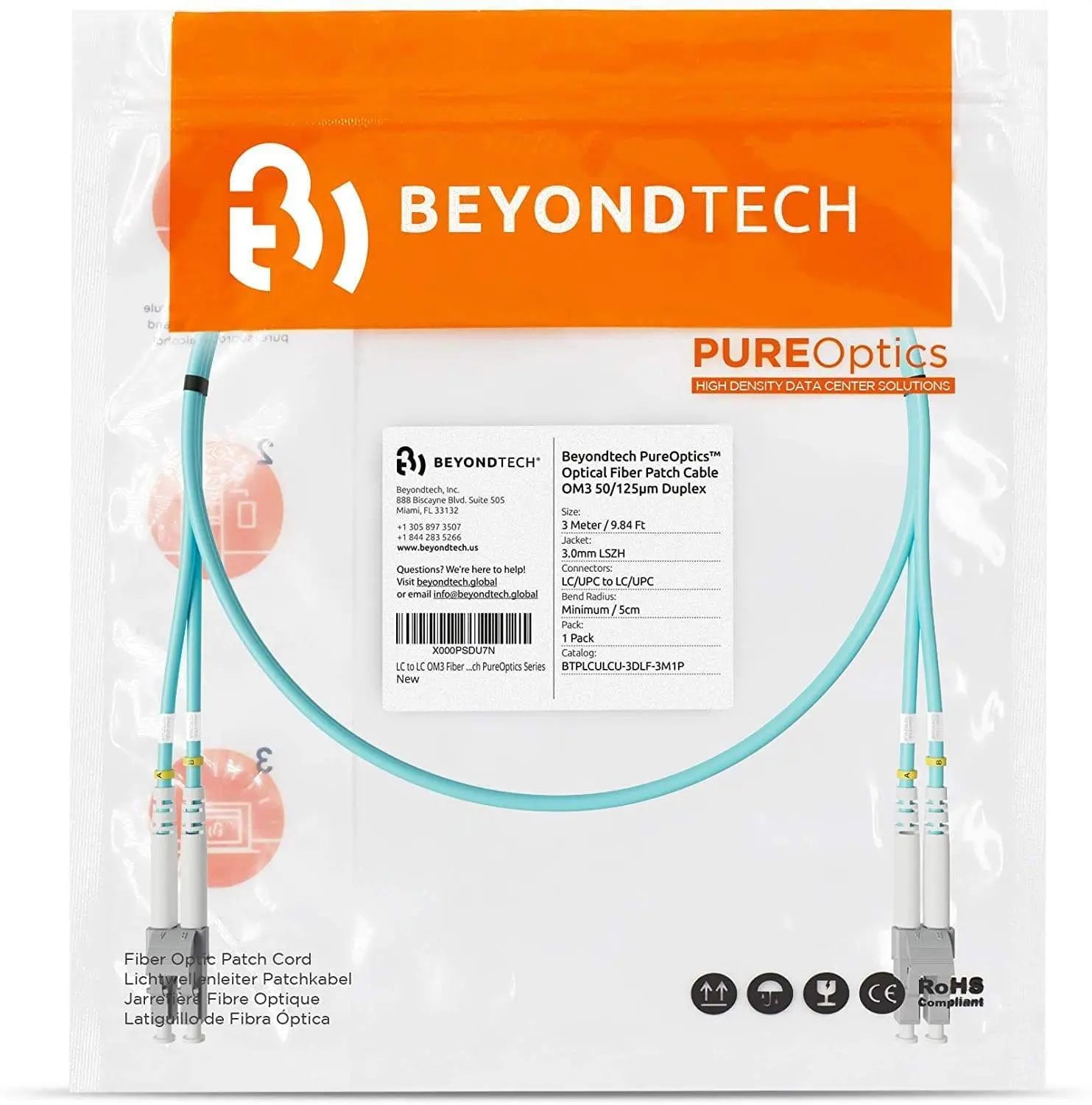 LC to LC OS1 Single Mode Duplex LSZH UPC Fiber Cable from Beyondtech
