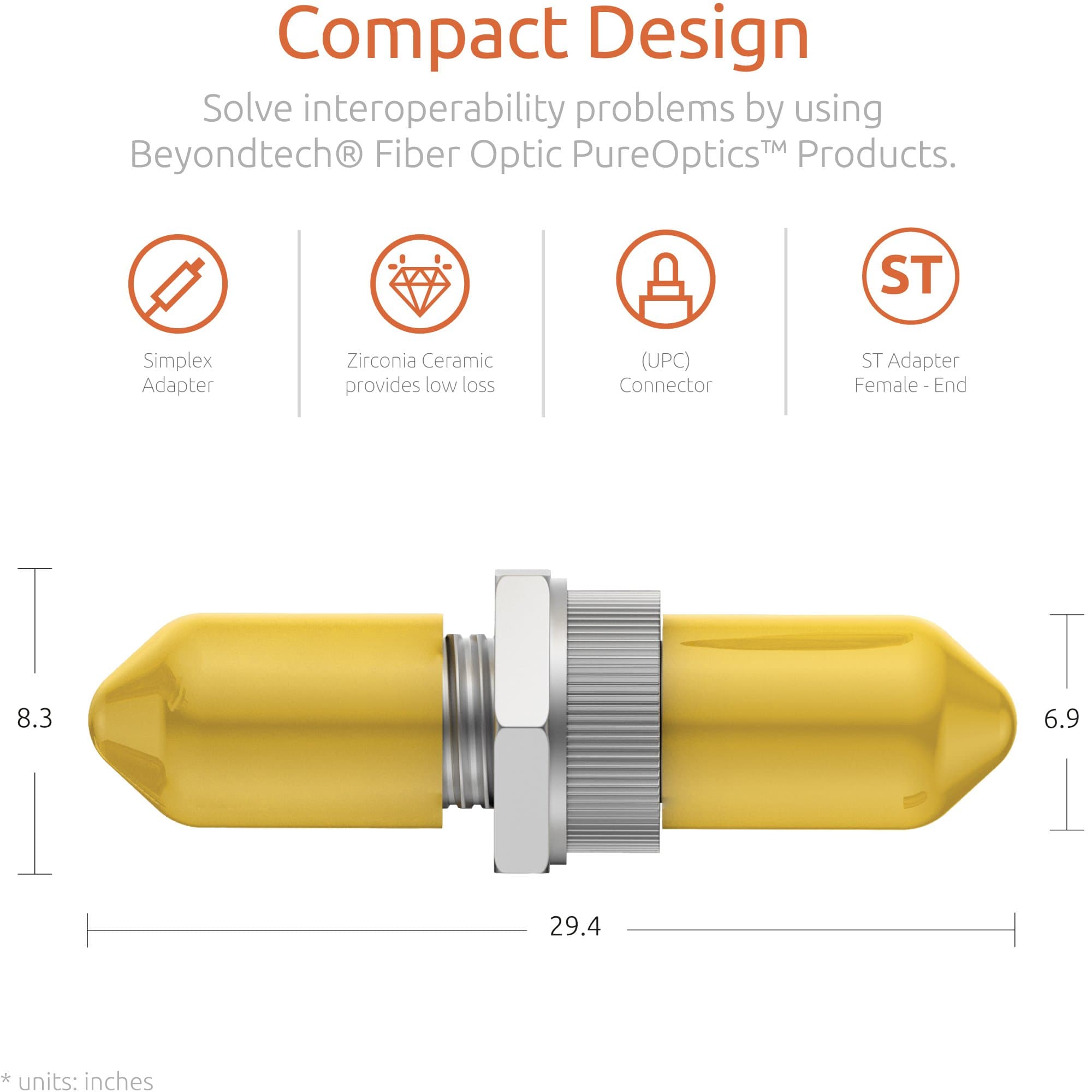 Fiber Optic Coupler ST Simplex UPC Single Mode (5 Pack)