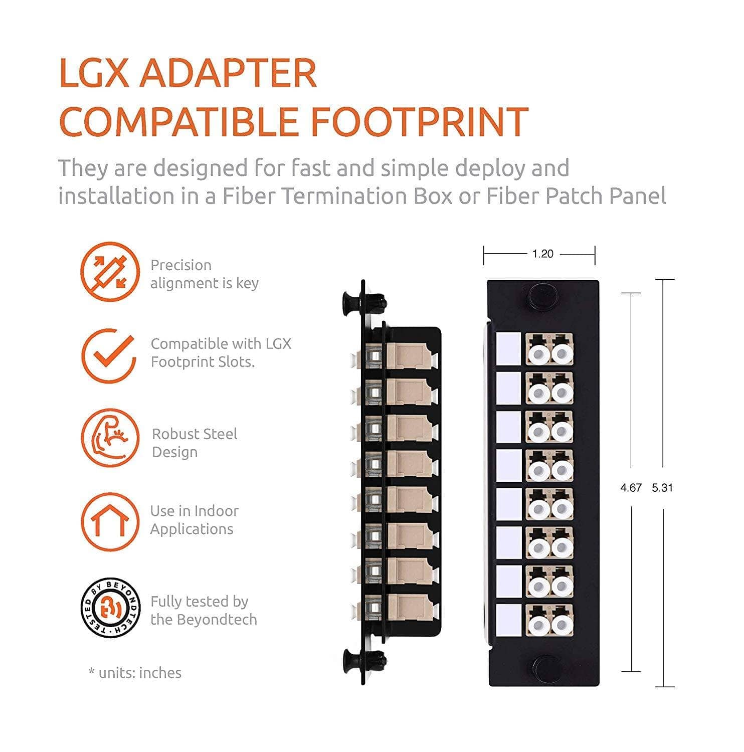 Fiber LGX Adapter for Fiber Patch Panel (LGX Footprint) - Beyondtech